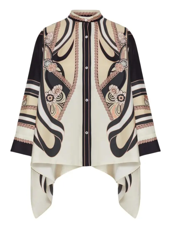La DoubleJ Printed Cape Shirt Top - White