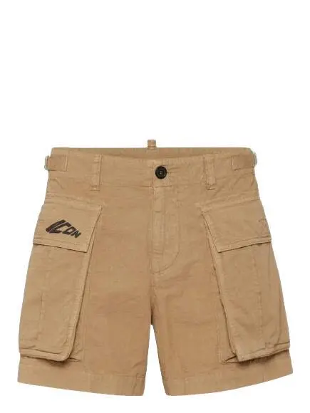 Dsquared2 Icon-printed Mid-rise Cargo Shorts - Khaki