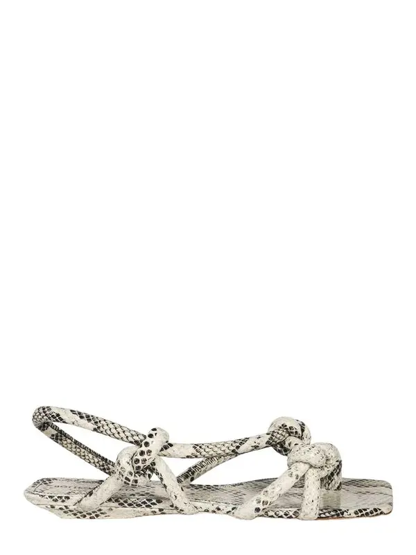 Bottega Veneta Jimbo Knot Detailed Printed Flat Sandals - Gray