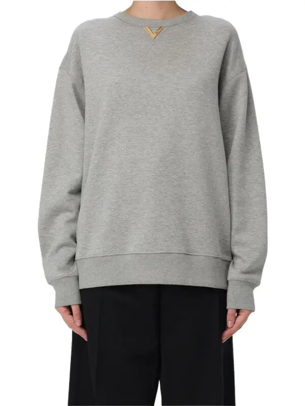 Valentino Garavani V Logo Plaque Crewneck Sweatshirt - Grey