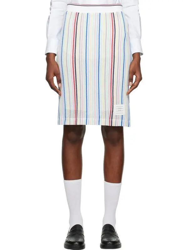Thom Browne Striped Knitted Skirt - White