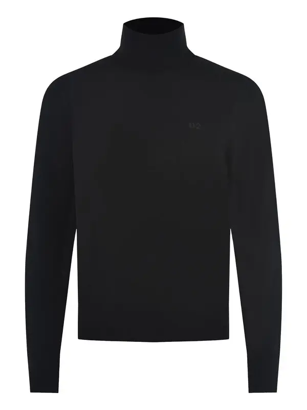 Dsquared2 Logo Embroidered Turtleneck Knit Jumper - Black