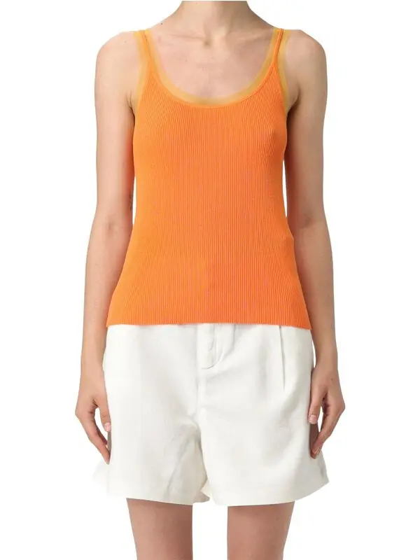 Liu Jo Knitted Tank Top With Rhinestone Detail - Orange
