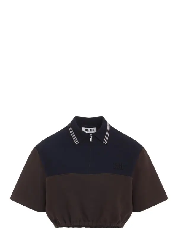 Miu Miu Color Block Zipper Top - Black
