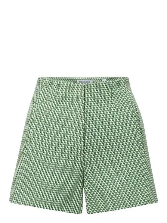 Veronica Beard Patterned Tailored Shorts - Green/cream