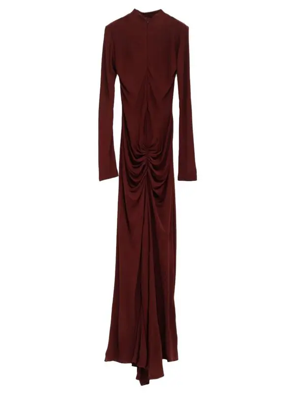 Alaïa Draped Soft Jersey Maxi Dress - Cognac