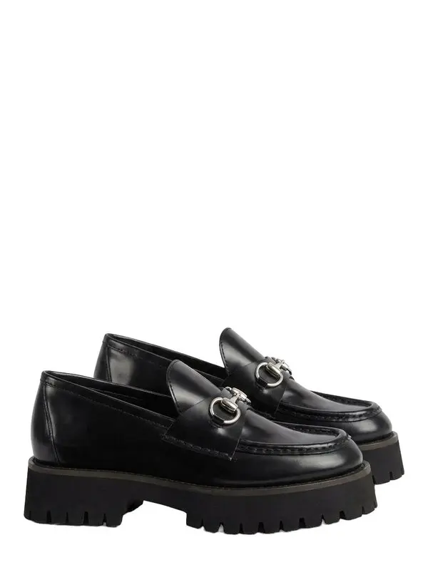 Gucci Horsebit Slip-on Loafers With Embossed Sole - Black
