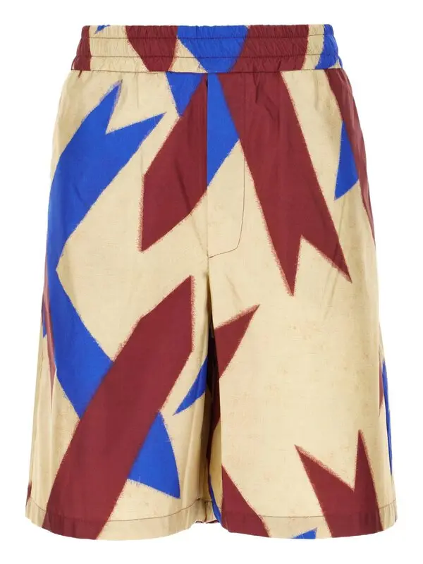 PIERRE-LOUIS MASCIA Printed Elastic Waist Shorts - Nude