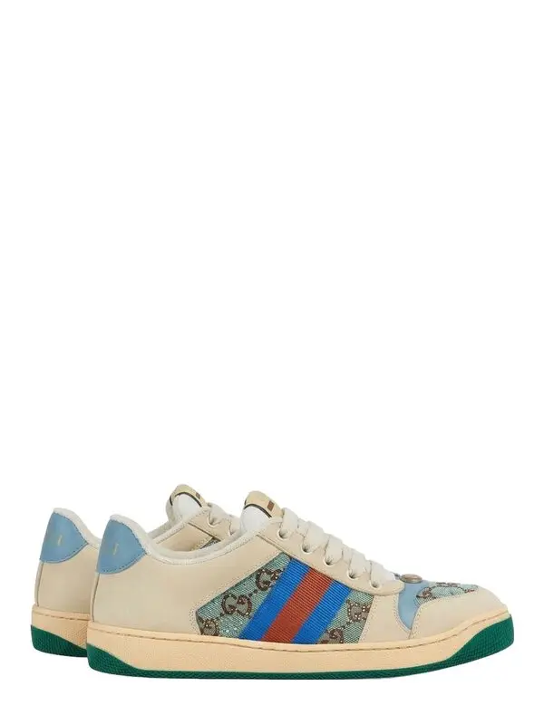 Gucci Crystal-embellished Gg Screener Sneakers - Nude