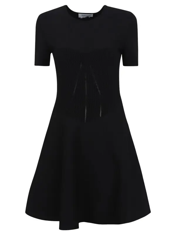 Alexander McQueen Ribbed Flared Mini Dress - Black