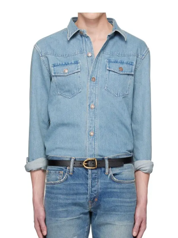 TOM FORD Washed Denim Shirt - Blue