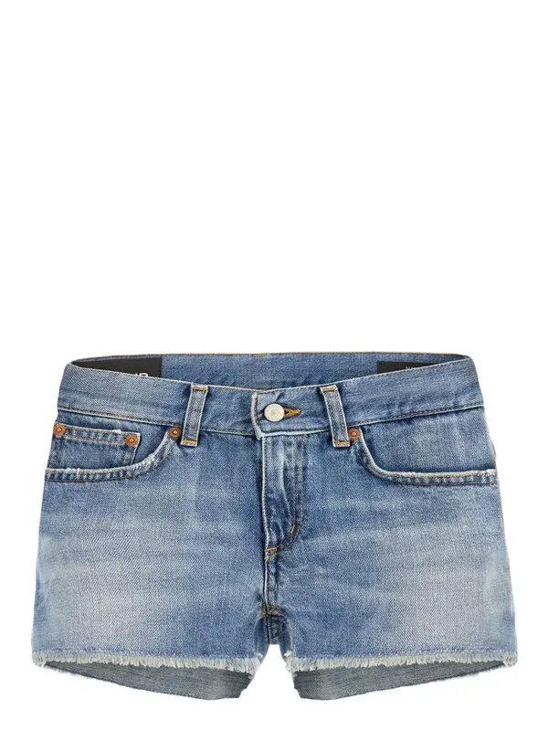 DONDUP Raw Edge Hem Denim Shorts - Blue