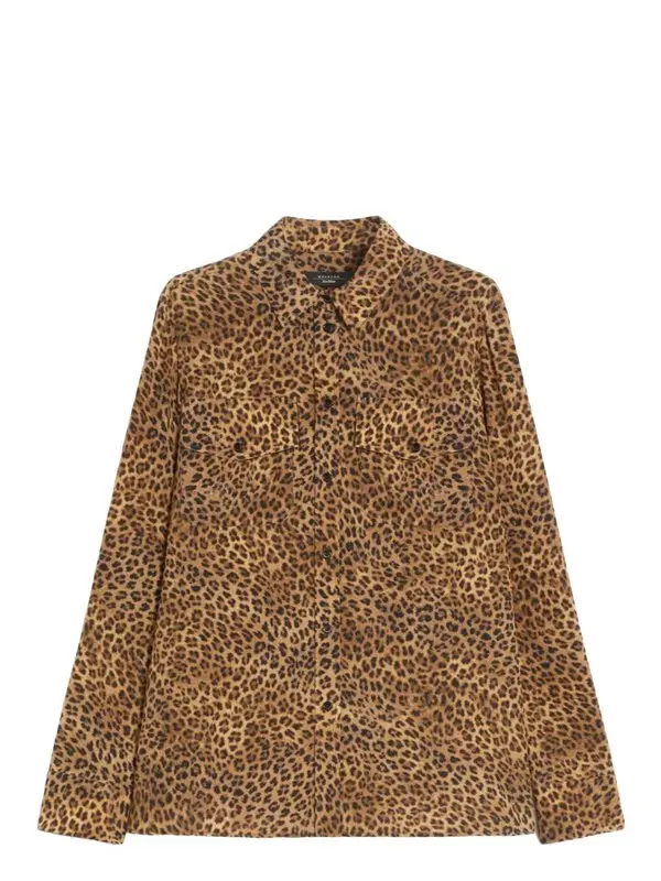 Max Mara Leopard Print Button-up Shirt - Camel