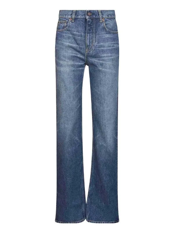 Chloé Logo Patch Straight-leg Jeans - Blue