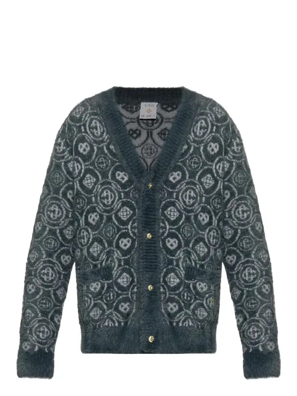 Casablanca V-neck Sweater With Logo Design - Grey