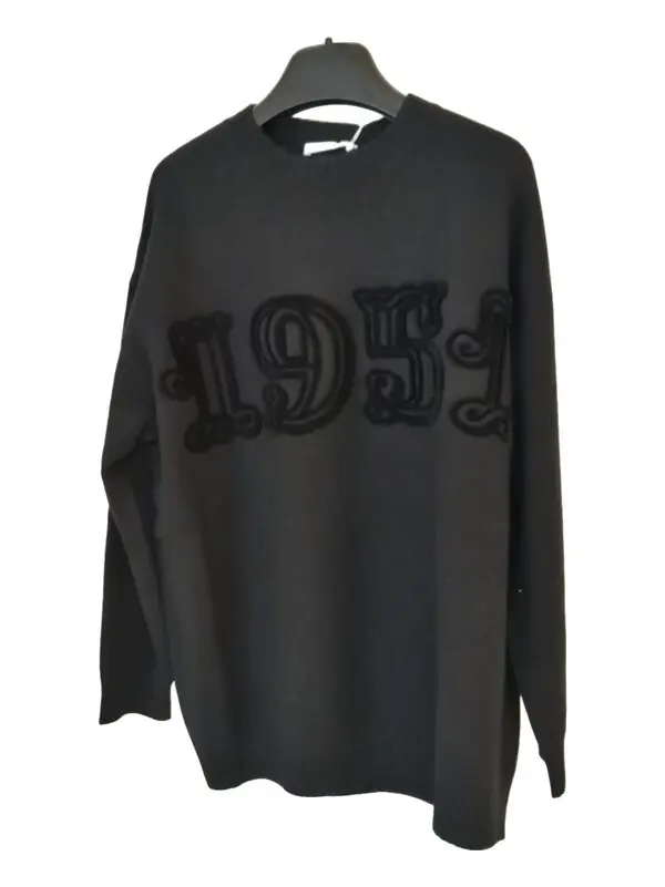 Max Mara Ribbed Knit Long Sleeve Sweater With Appliqué Detail - Black