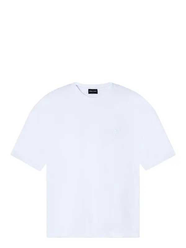 Giorgio Armani Logo Embroidered Crewneck T-shirt - White