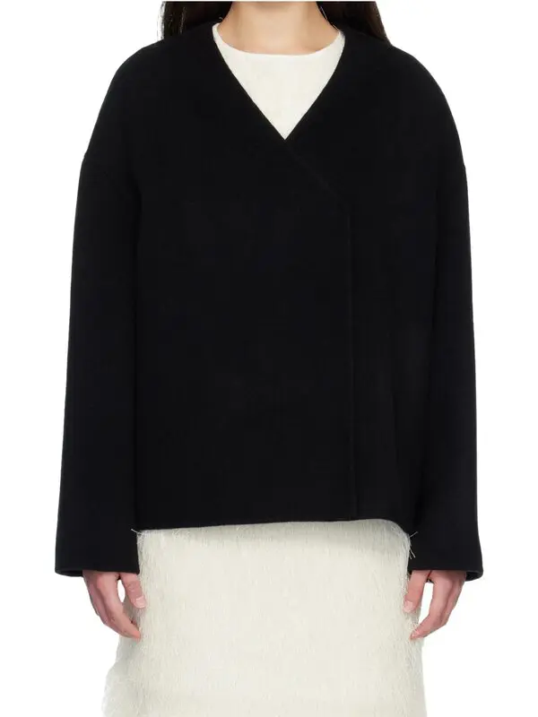 Loulou De Saison Maara Asymmetric Drap Jacket - Black