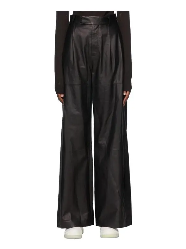 Amiri High-waisted Leather Wide-leg Trousers - Black