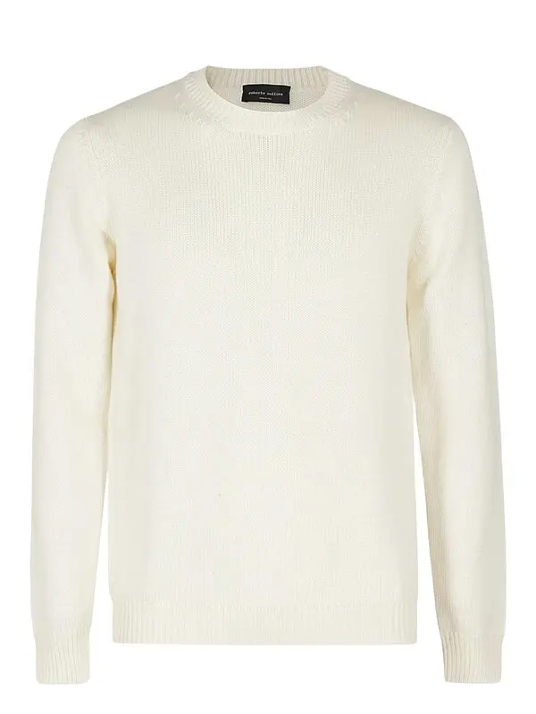 ROBERTO COLLINA Crew Neck Long-sleeved Sweater - White