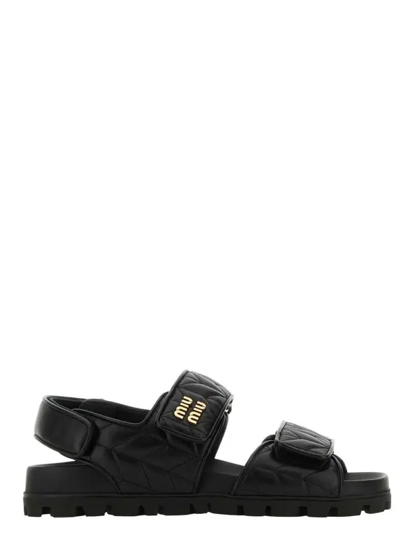 Miu Miu Quilted Logo Sandals - Black