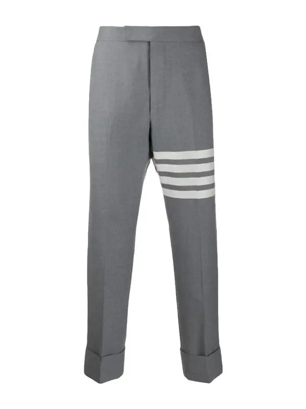 Thom Browne 4-bar Striped Wool Trousers - Medium Gray