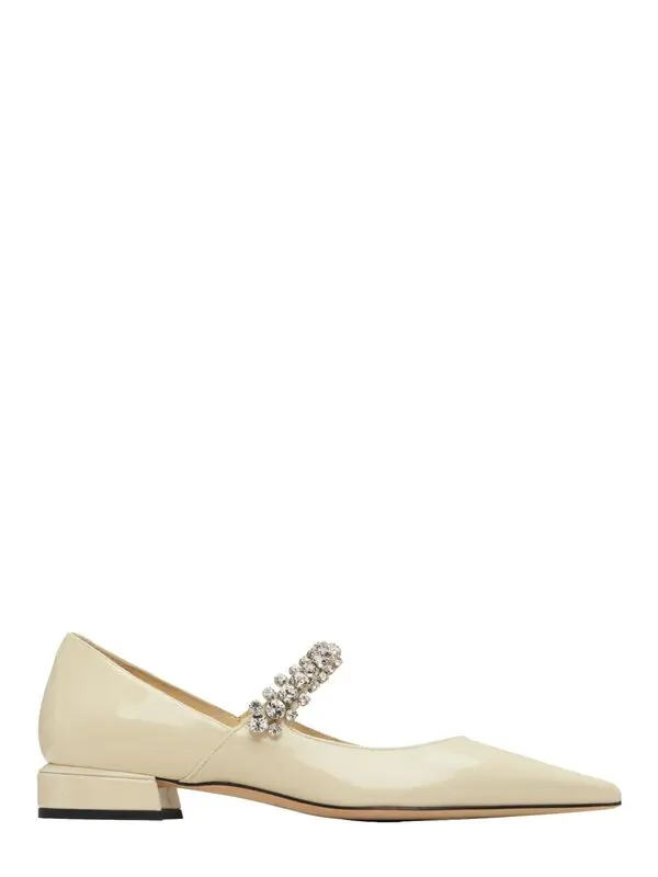 JIMMY CHOO Bing Pointed-toe Flats With Crystal Embellishment - Flaxen