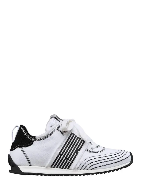 Dior Round Toe Lace Up Sneakers With Fringe Detailing - White