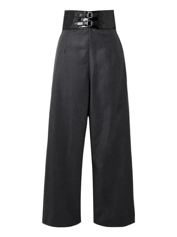 Alaïa Wide Leg Buckle-detail Trousers - Black