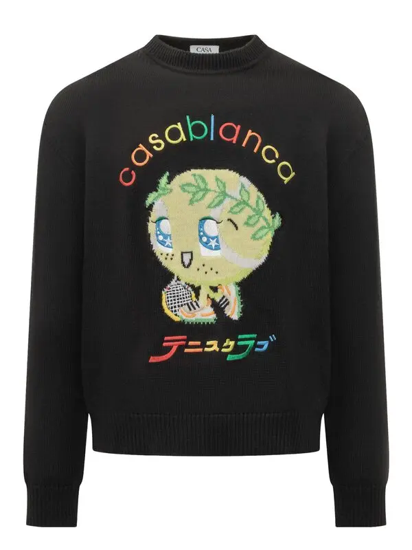 Casablanca Logo Knit Sweater - Black