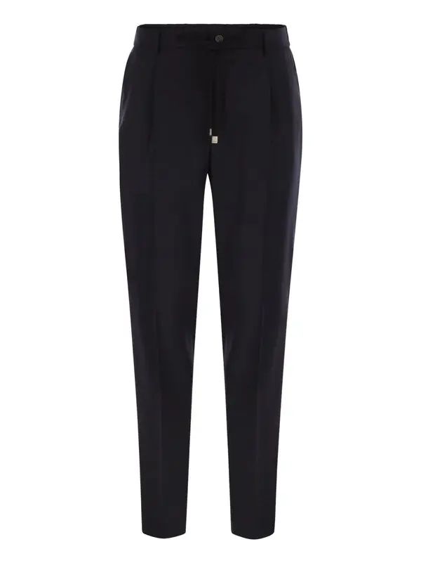 Peserico Drawstring Virgin Wool Pants - Black