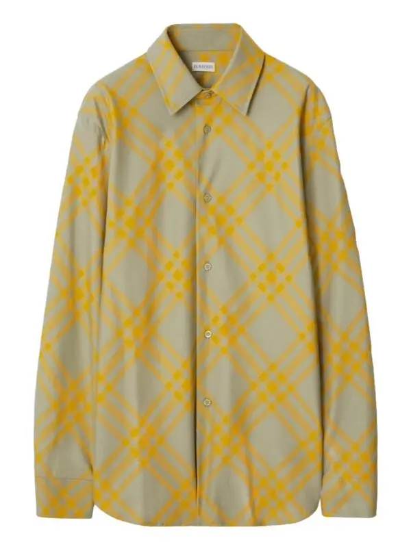 Burberry Checked Long-sleeved Shirt - Green