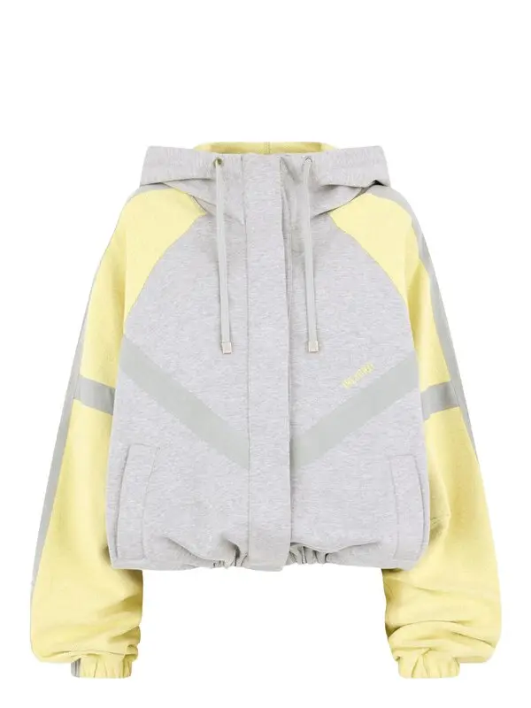 Attico Color Blocked Bomber Jacket - Gray And Honey