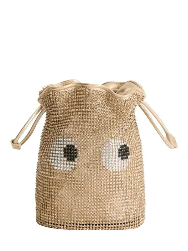 ANYA HINDMARCH Embellished Drawstring Bucket Bag - Golden