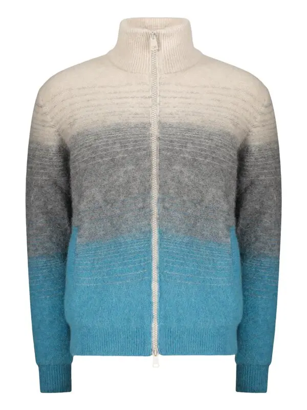 Herno Gradient Zip High-neck Knitted Sweater - Gray