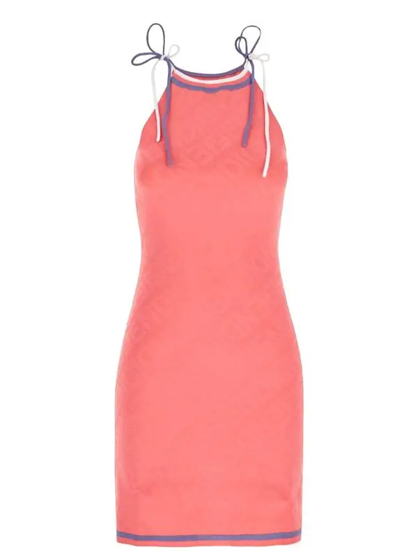 Fendi Sleeveless Logo Motif Midi Dress - Pink