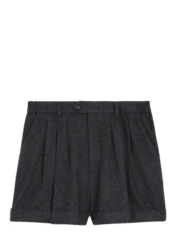 Celine Triple-pleated Flannel Shorts - Black