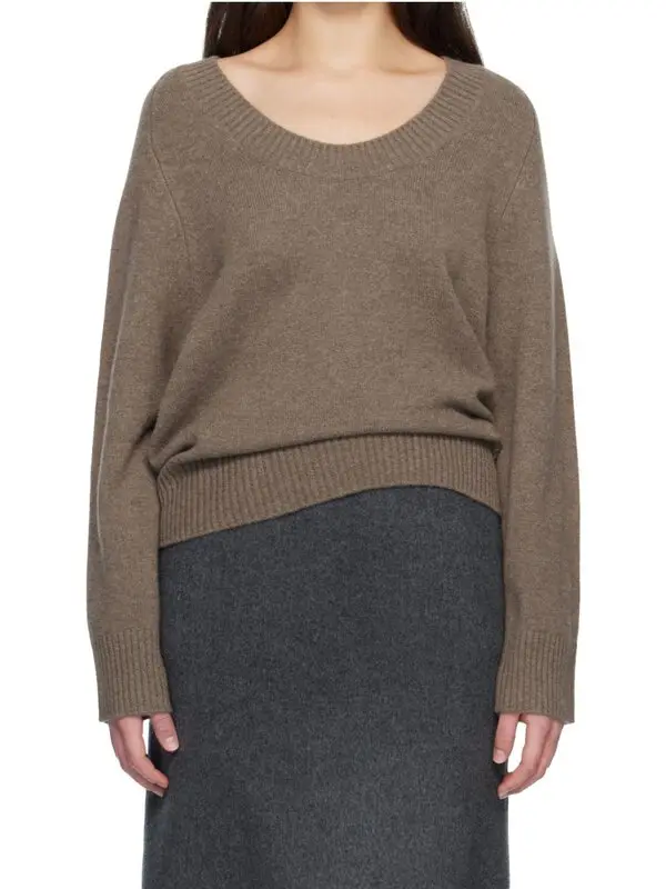 Loulou De Saison Baji" Scoop Neck Ribbed Jumper - Brown