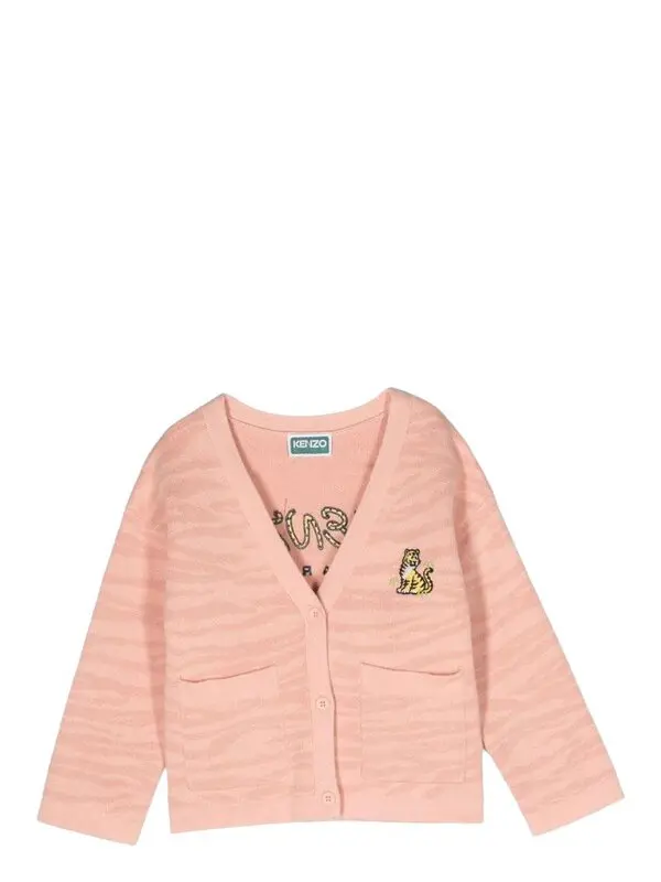 Kenzo Tiger Motif Cotton Cardigan - Pink