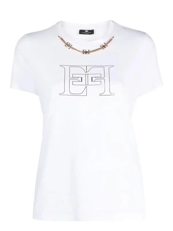 Elisabetta Franchi Logo Detailed Crewneck T-shirt - White