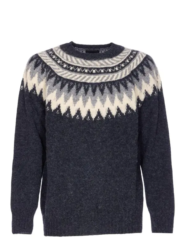 Howlin' Magician Crewneck Knitwear With Fair Isle Pattern - Black
