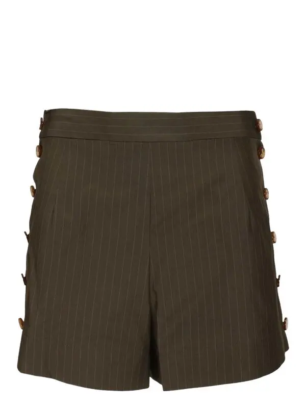 VIVIENNE WESTWOOD Pinstriped Button-detailed Tailored Shorts - Green