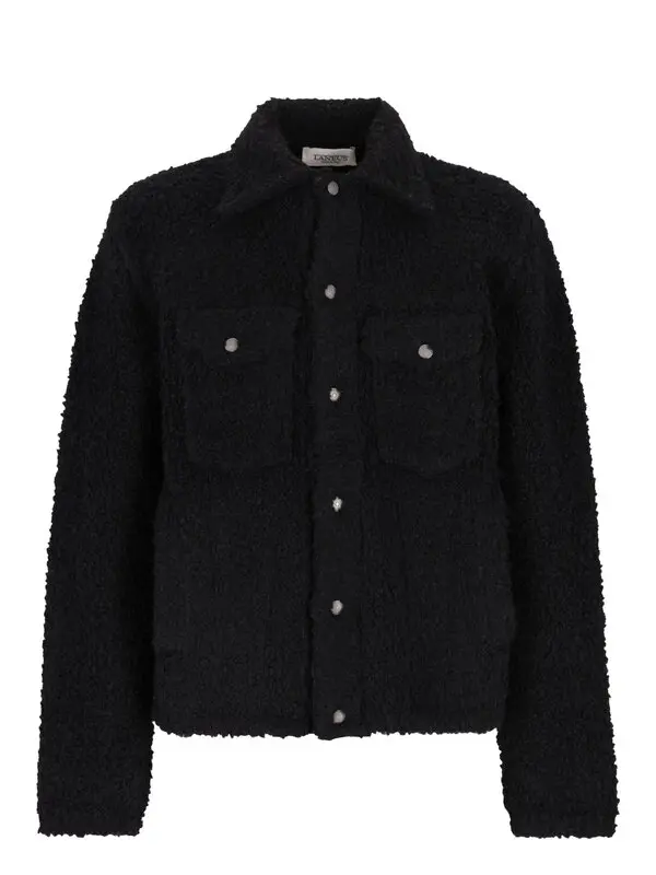 LANEUS Textured Wool And Alpaca Blend Shirt Jacket - Black