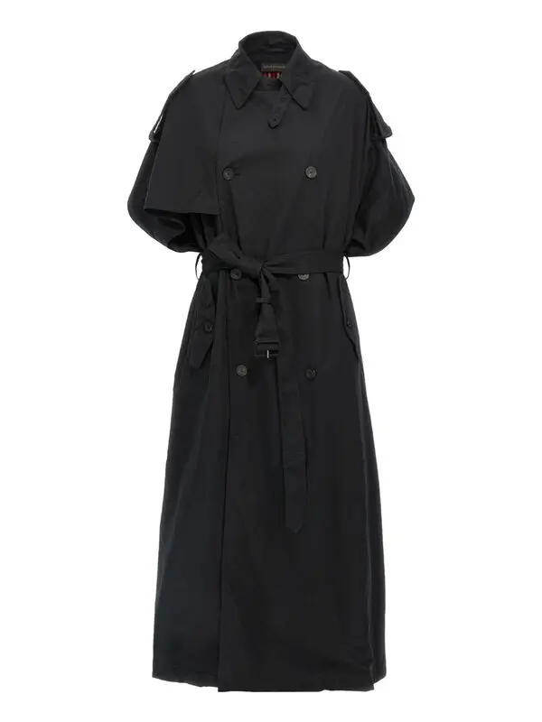 Balenciaga Cape Sleeved Trench Coat - Black