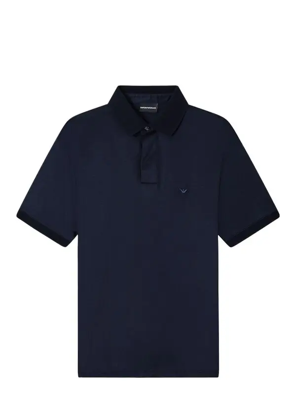 Emporio Armani Logo-embroidered Polo Shirt - Navy Blue