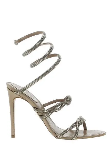 Rene Caovilla Braid Cleo Embellished Satin Sandals - Gray