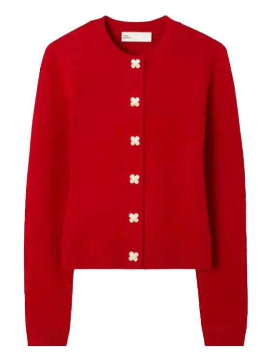 Tory Burch Cashmere Button Cardigan - Red