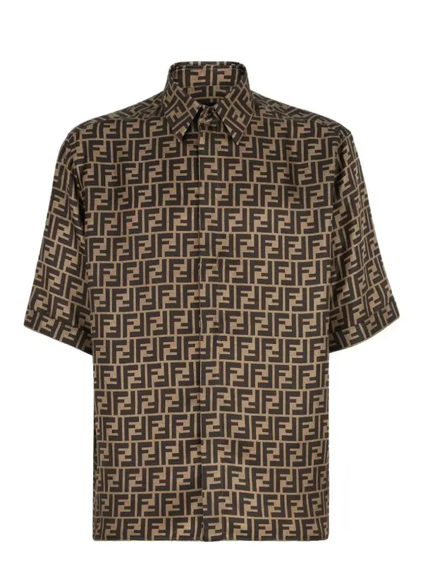 Fendi Ff Motif Short-sleeved Shirt - Black
