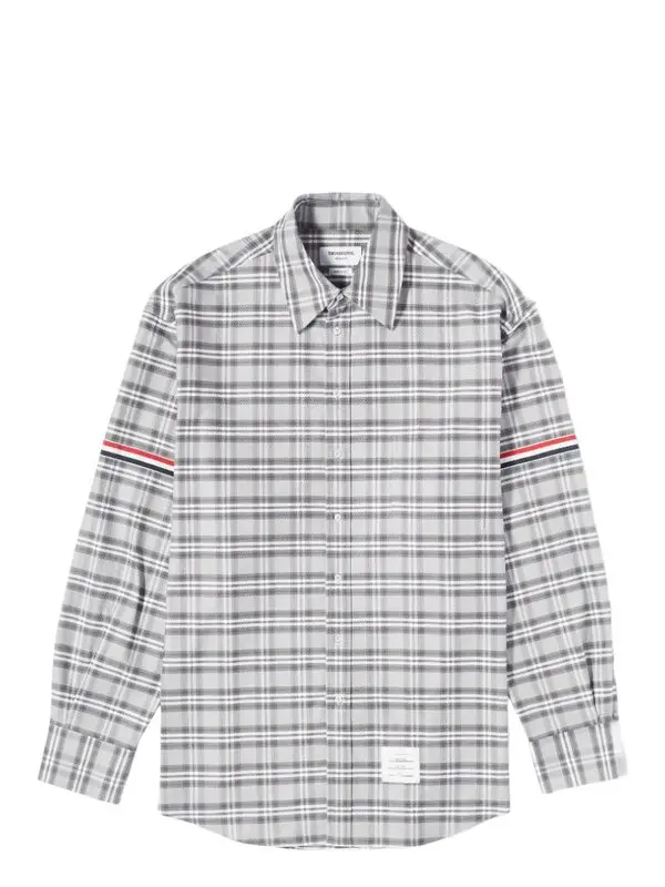 Thom Browne Prince Of Wales Check Twill Armband Oversized Shirt - Medium Gray