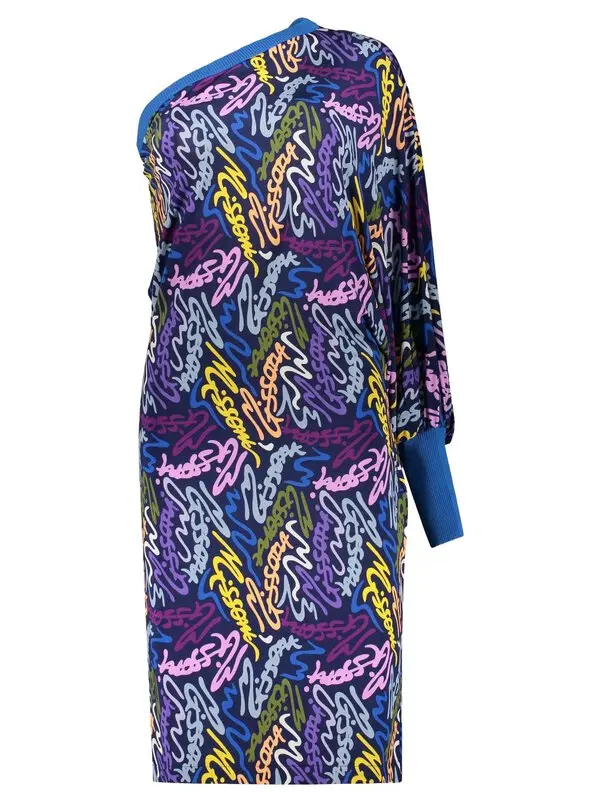 Missoni Logo One-shoulder Knitted Dress - Blue